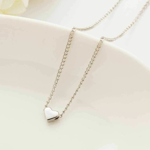 Diona j | Jewelry | Girl Silver Tiny Heart Short Pendant Necklace Chain ...